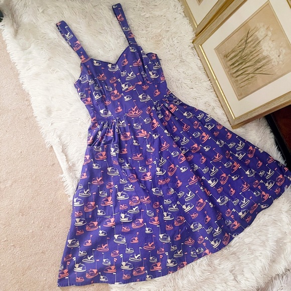 Modcloth | Dresses | Rare Modcloth Bea And Dot Bumper Cars Novelty ...